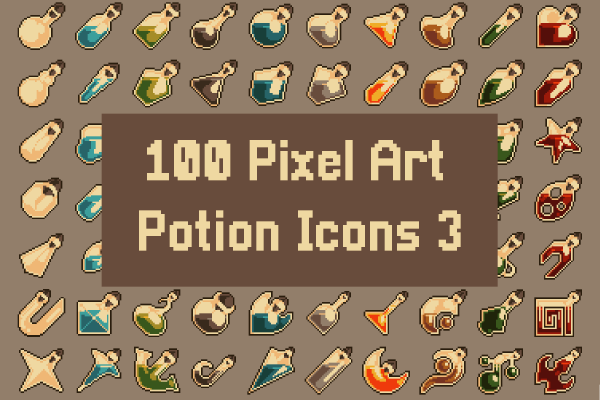 100 Potion Pixel Art Icons Download Pack - CraftPix.net