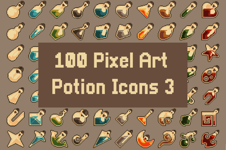 100 Potion Pixel Art Icons Download Pack - CraftPix.net