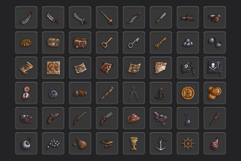 48 Pirate RPG Icons Download Pack - CraftPix.net