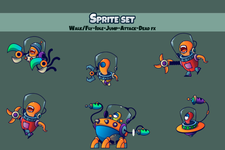 Alien V5 Enemy Sprite Set - CraftPix.net