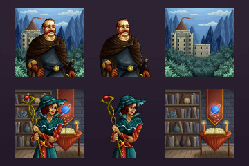 Warrior and Mage TCG Cards Pixel Art - CraftPix.net