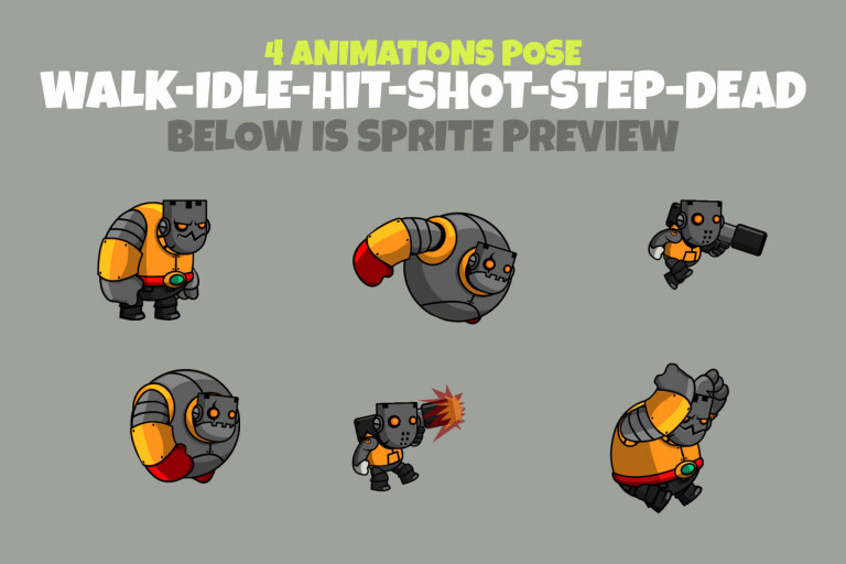 3 Robot Character Sprite Set Download - CraftPix.net