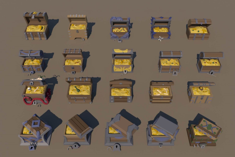 Chest 3D Low Poly Models Download - CraftPix.net