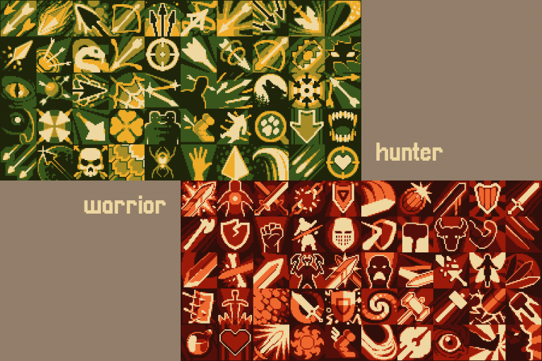 Hunter and Warrior Ability Icons Pixel Art - CraftPix.net