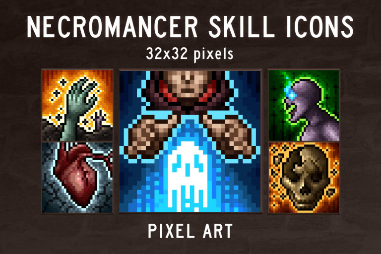 Necromancer Skill Pixel Art Icons Download - CraftPix.net