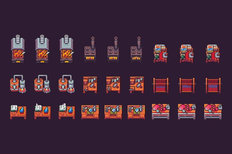 Craft Station Pixel Art Objects Download - CraftPix.net