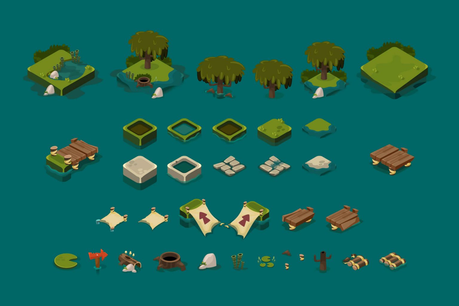 Isometric Swamp Game Tileset Download - CraftPix.net