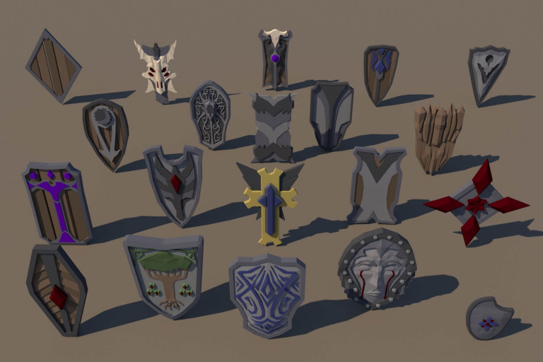 Shield 3D Low Poly Pack Download Models - CraftPix.net
