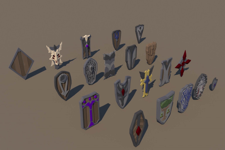 Shield 3D Low Poly Pack Download Models - CraftPix.net