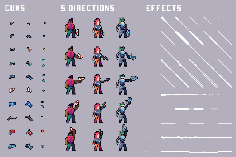 Free Guns for Cyberpunk Characters Pixel Art - CraftPix.net