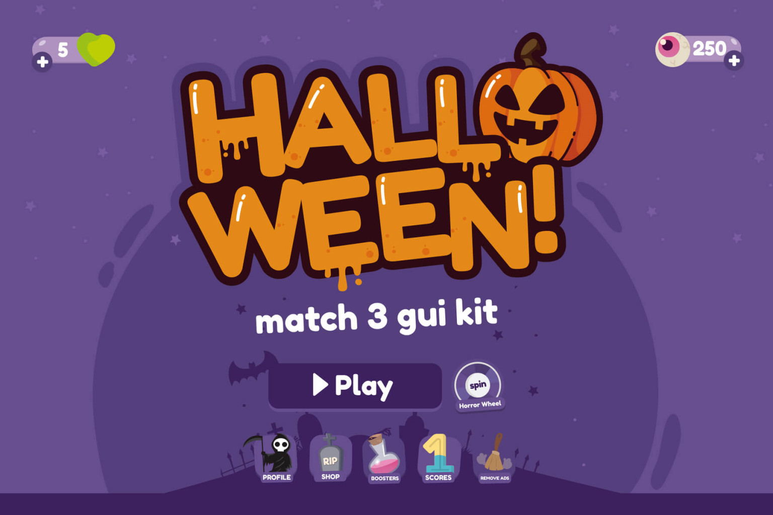 Halloween Match 3 Game UI Assets Download - CraftPix.net