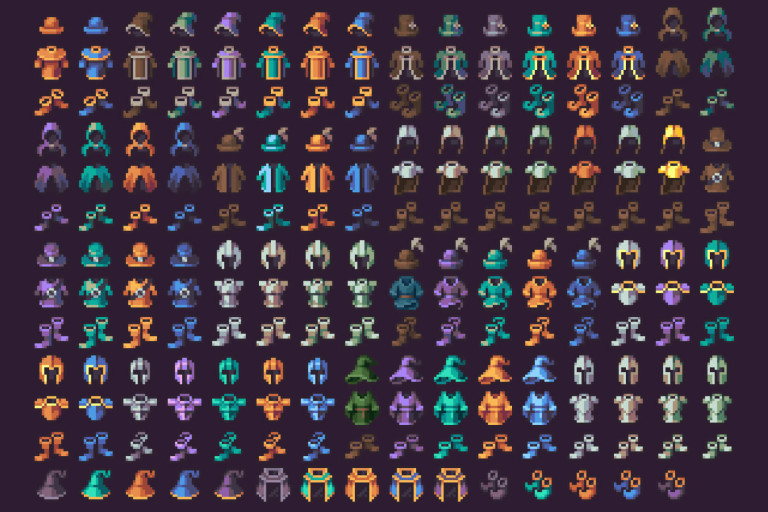RPG Icons Pixel Art Equipment Sets Download - CraftPix.net
