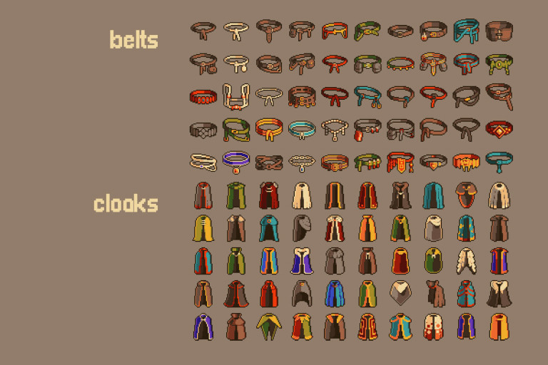 Cloak and Belt Pixel Art 32x32 Icon Pack - CraftPix.net