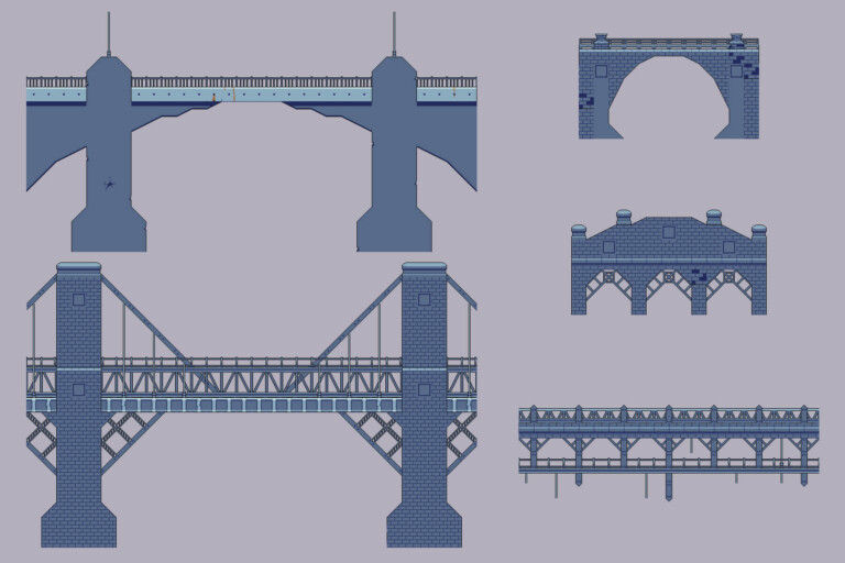 Bridge Constructor Tileset Pixel Art Download - CraftPix.net