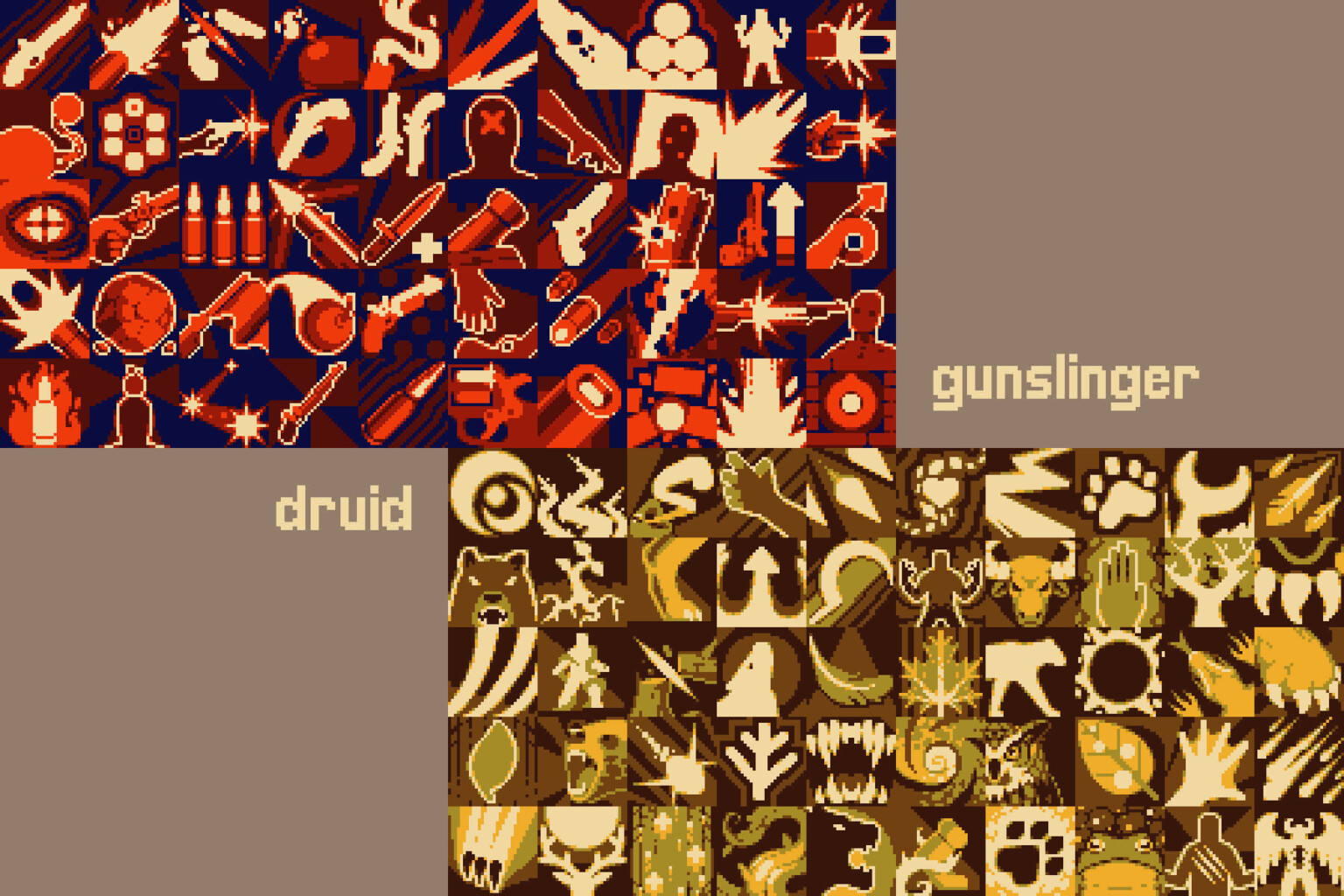 Gunslinger and Druid Pixel Art Ability Icons - CraftPix.net