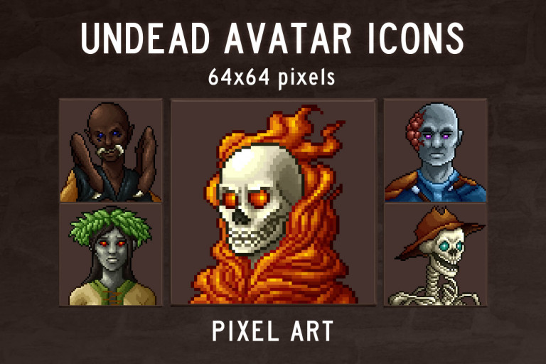 Undead Avatar Icons 64x64 Pixel Art - CraftPix.net