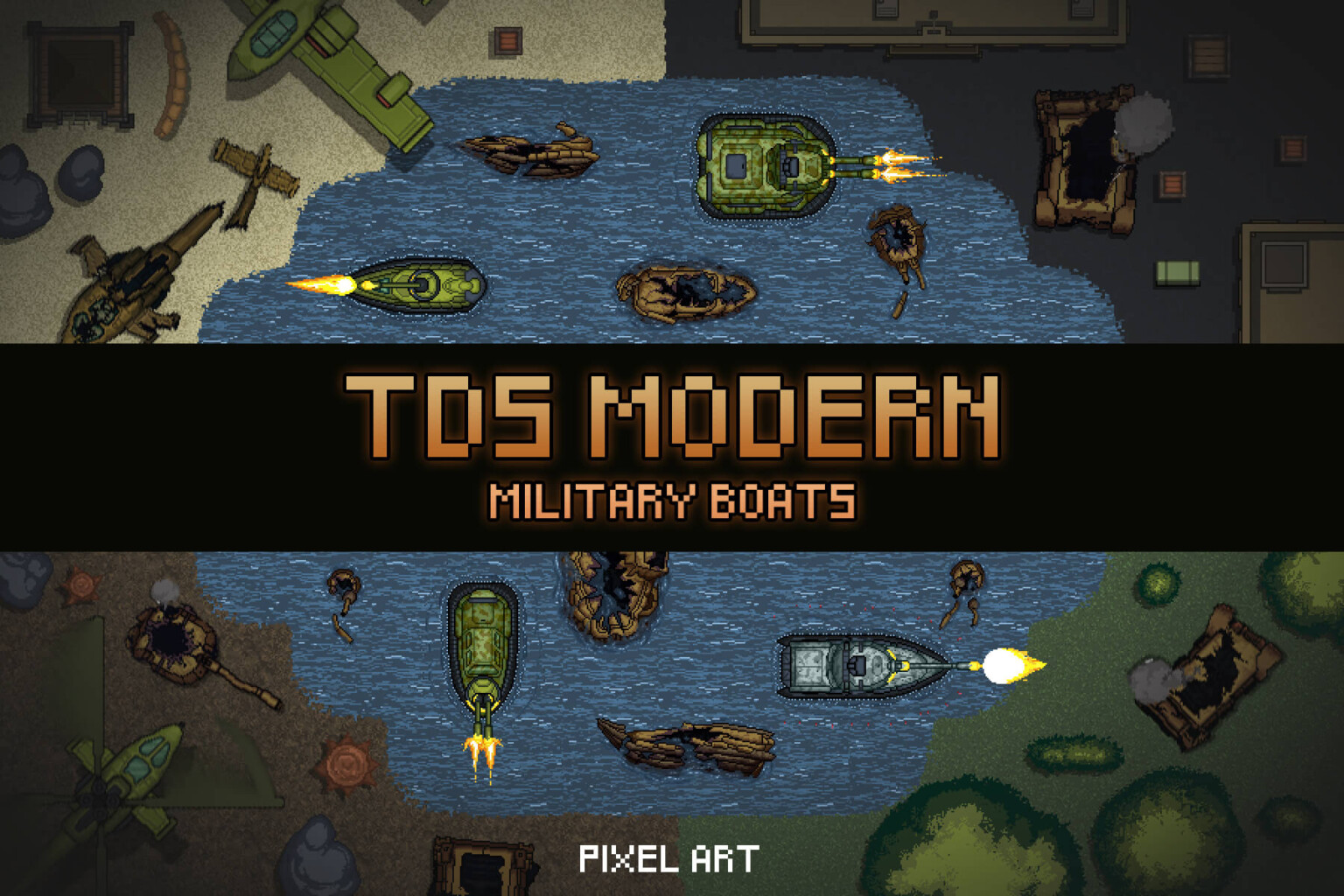 Free Top Down Military Boats Pixel Art - CraftPix.net