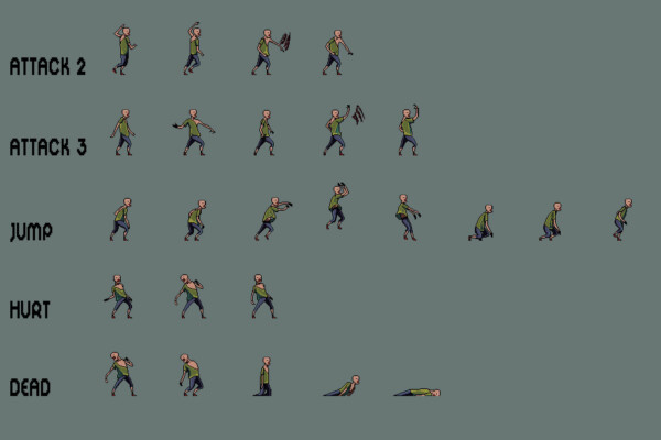 Free Zombie Sprite Sheet Pack Pixel Art - CraftPix.net