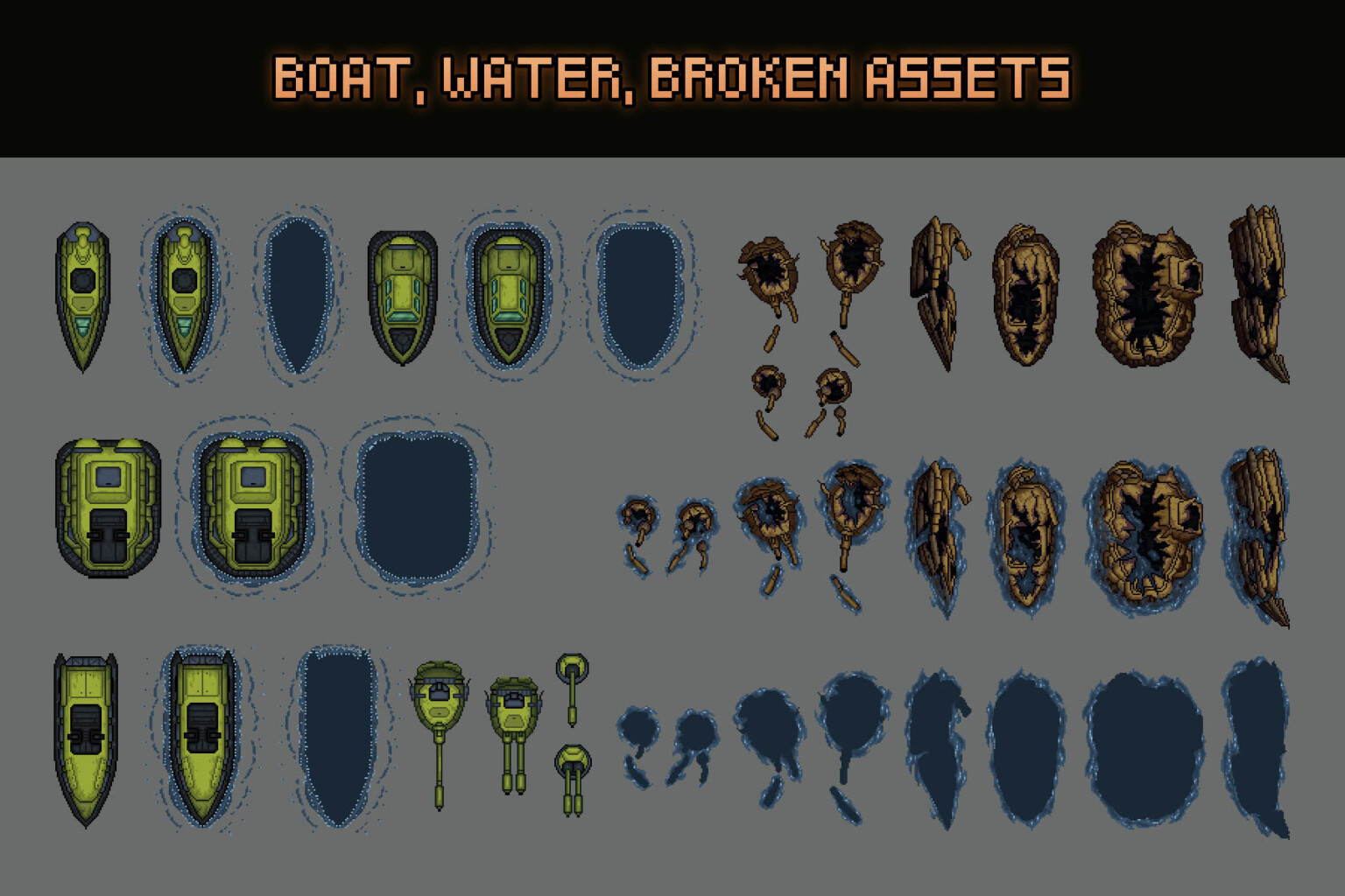 Free Top Down Military Boats Pixel Art - CraftPix.net