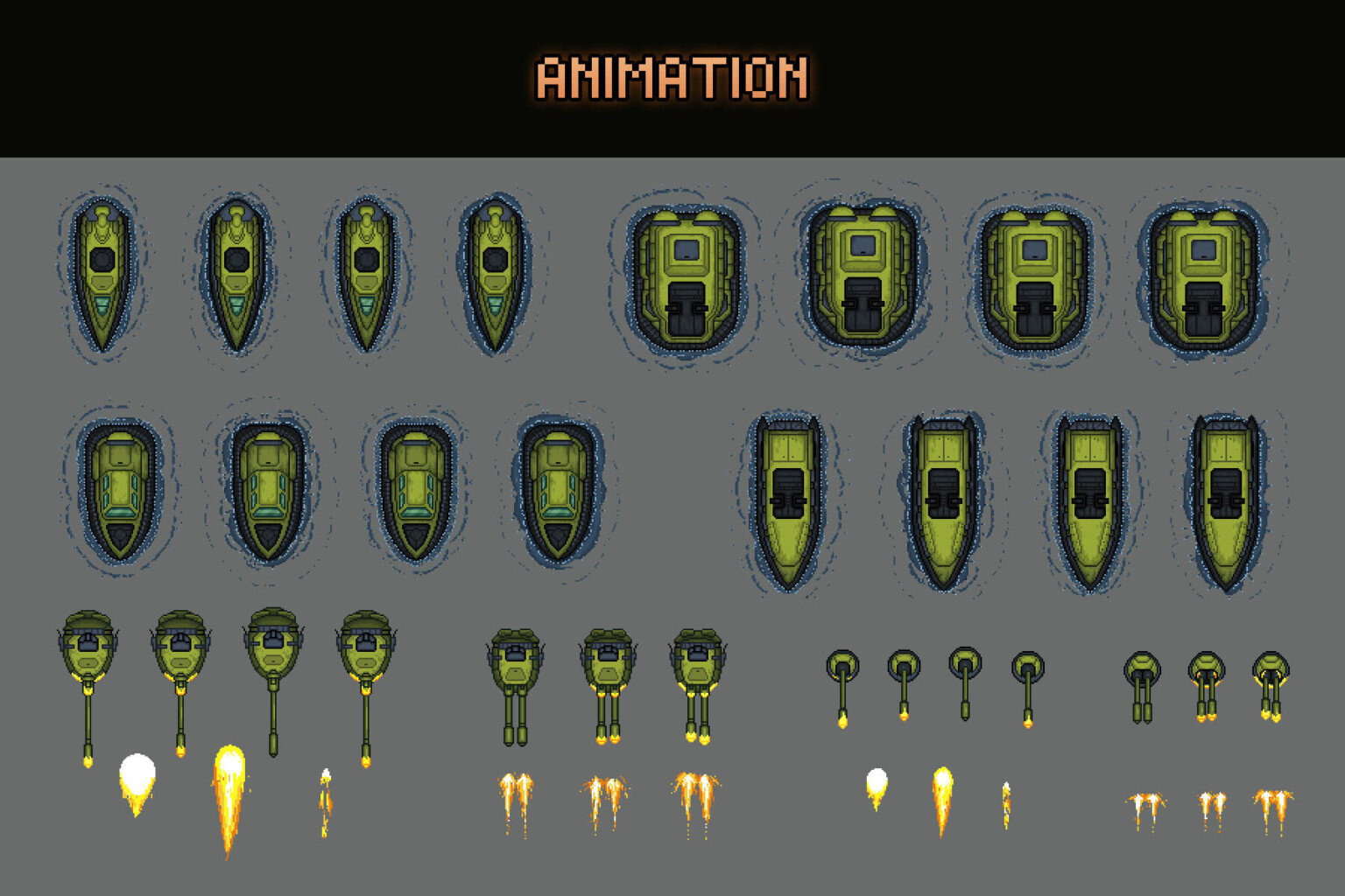 Free Top Down Military Boats Pixel Art - CraftPix.net