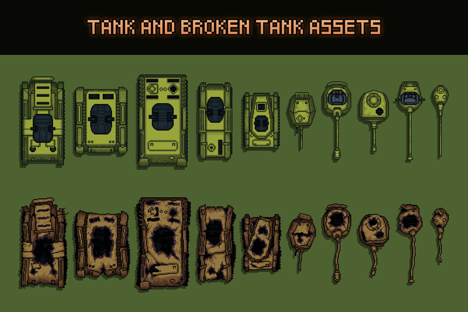 Top Down Tank Sprites Pixel Art Download - CraftPix.net