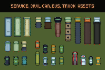 Top Down Trucks and Cars Pixel Art Asset Pack - CraftPix.net