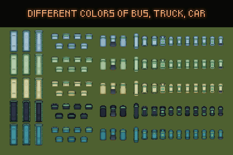 Top Down Trucks and Cars Pixel Art Asset Pack - CraftPix.net