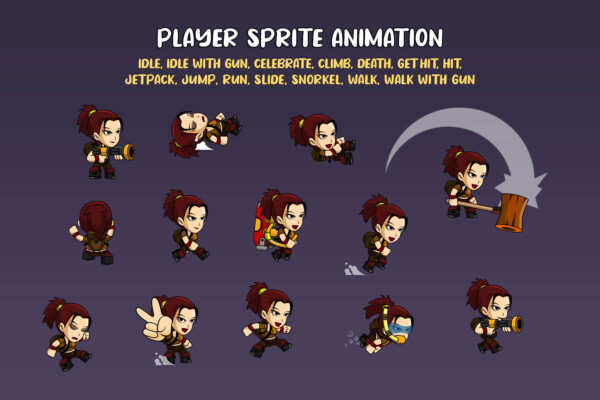 Female Main Character Sprites for Platformer - CraftPix.net