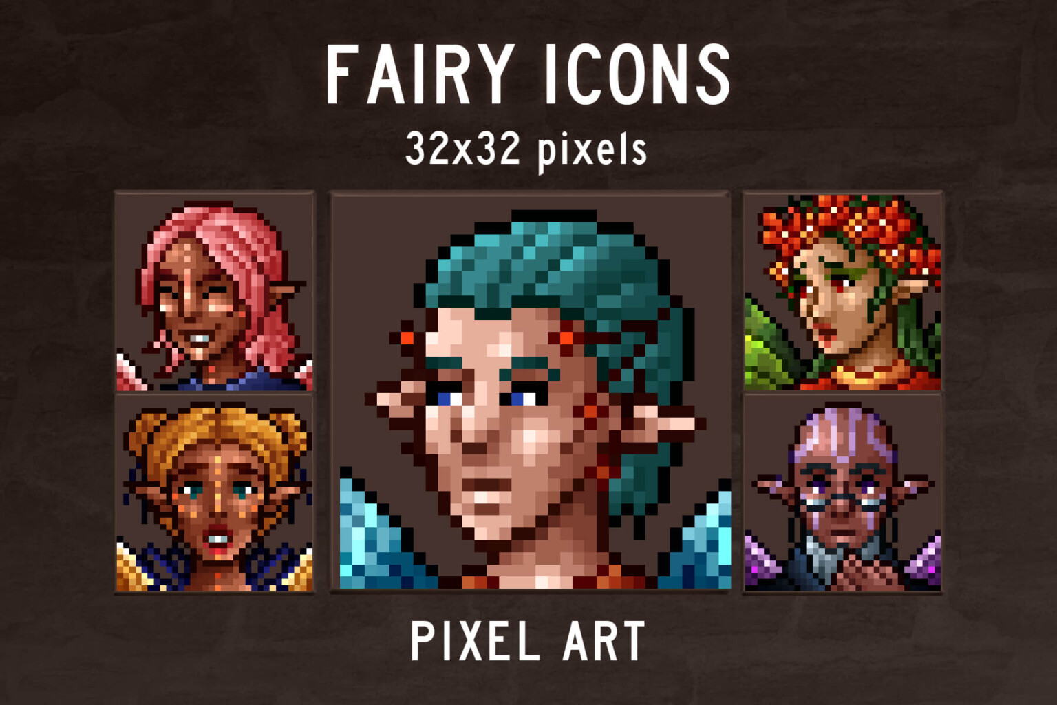 Free Fairy Avatar Icons 32x32 Pixel Art - CraftPix.net