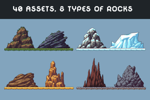 Free Rocks Pixel Art Asset Pack Download - CraftPix.net