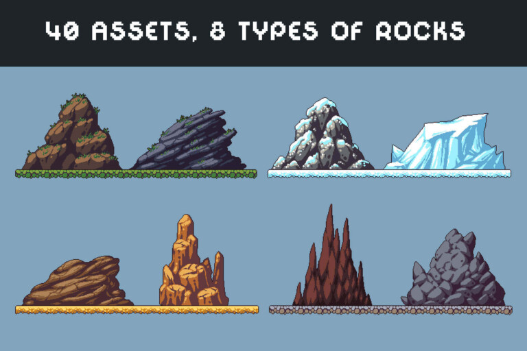 Free Rocks Pixel Art Asset Pack Download - CraftPix.net