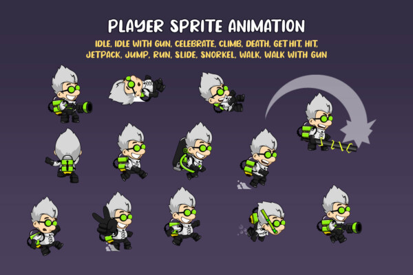 Mad Scientist Game Character Sprite Download - CraftPix.net