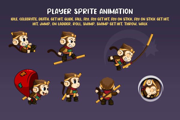 Monkey Game Character Sprite Download - CraftPix.net
