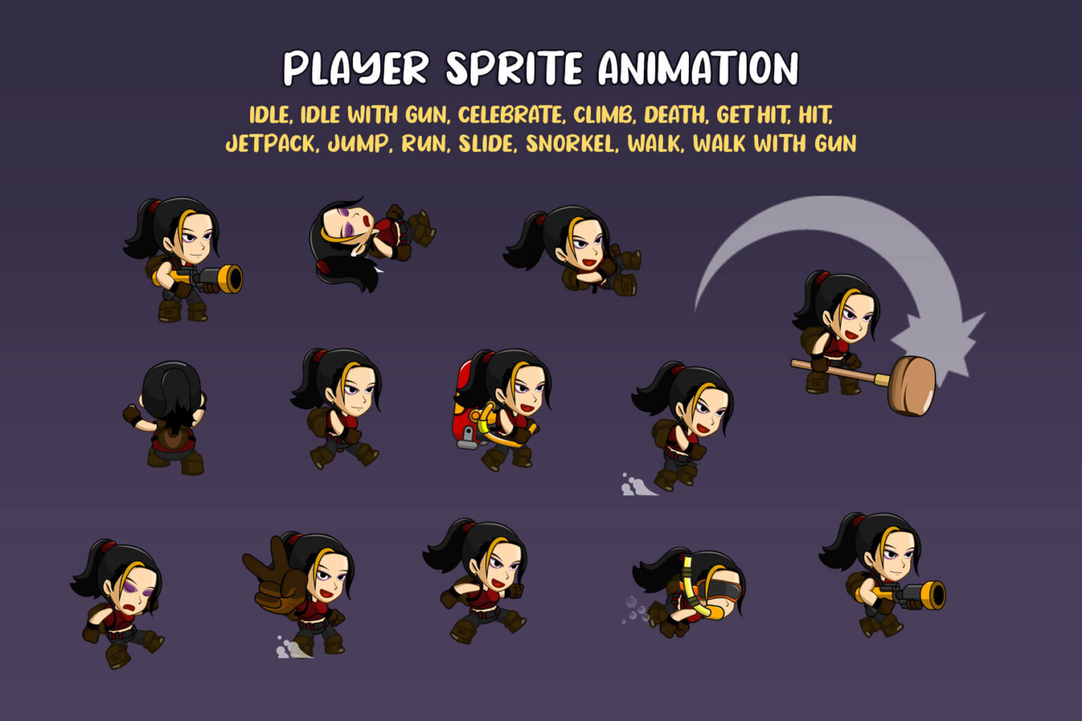 Female Protagonist Character Sprites Download - CraftPix.net