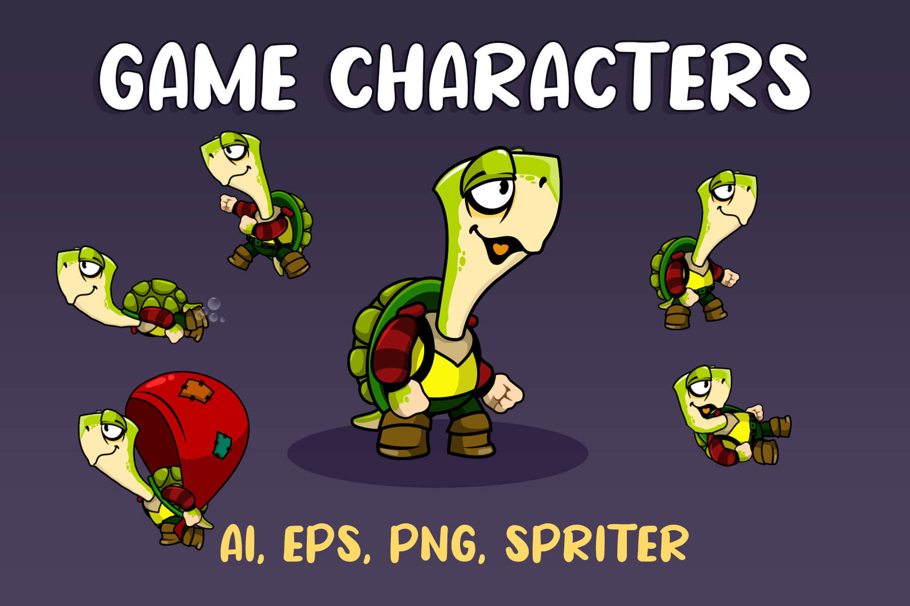 Turtle Game Character Sprite Download - CraftPix.net