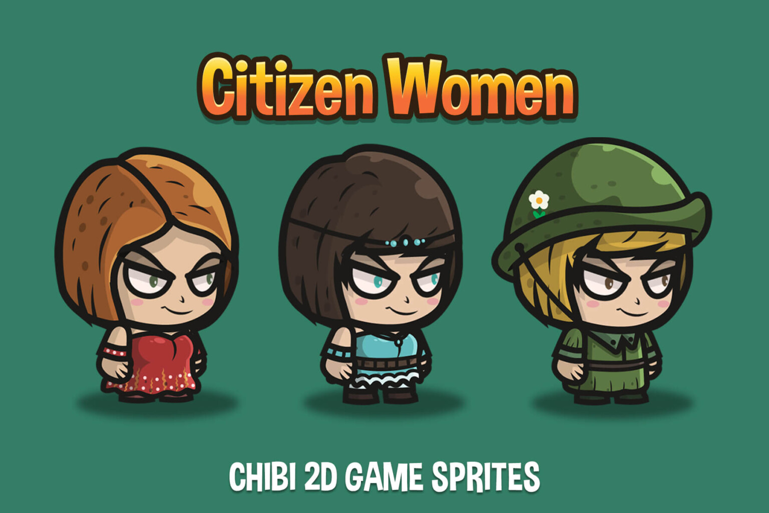 Women Chibi Character Sprites Download - CraftPix.net