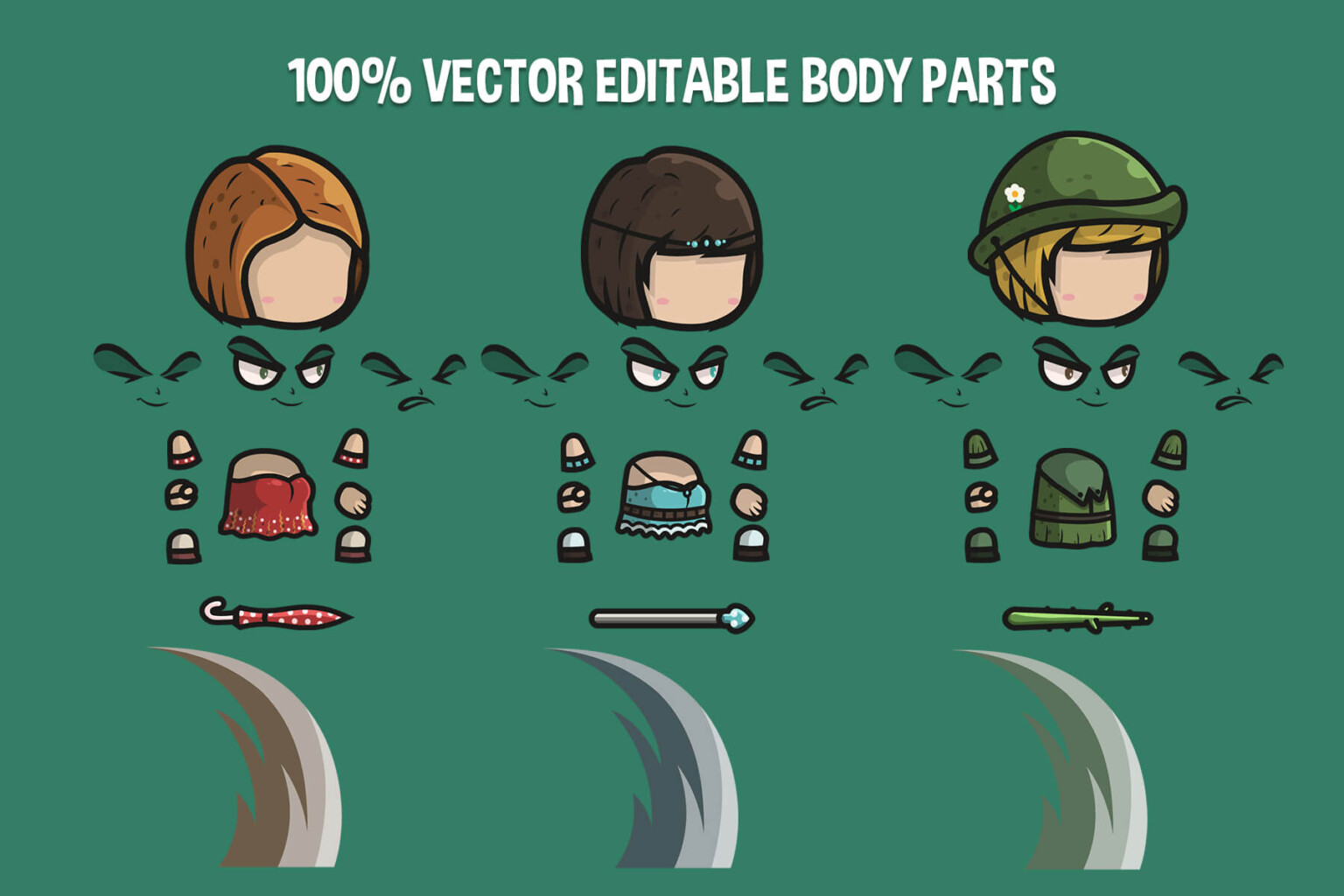 Women Chibi Character Sprites Download - CraftPix.net