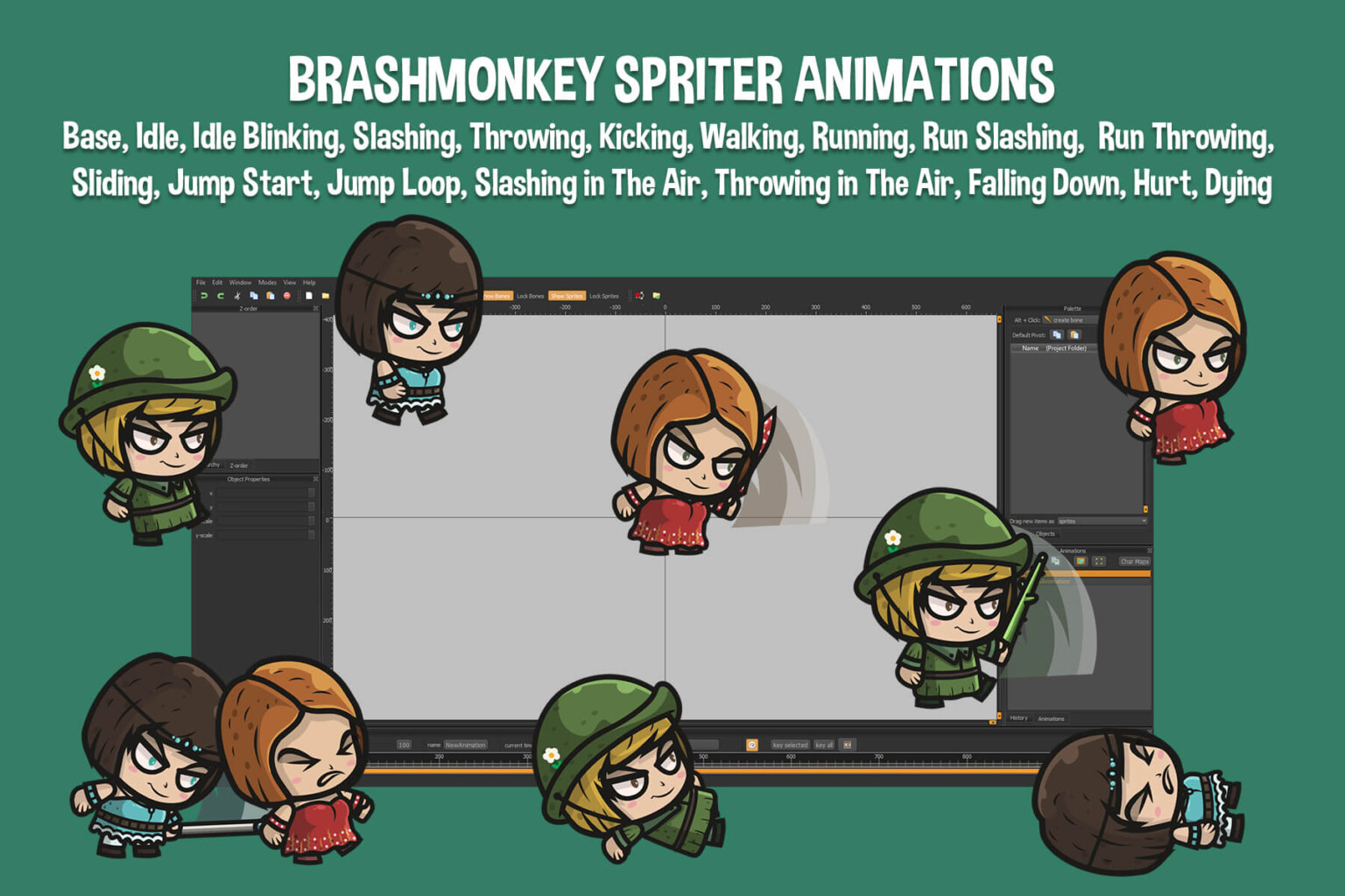 Women Chibi Character Sprites Download - CraftPix.net