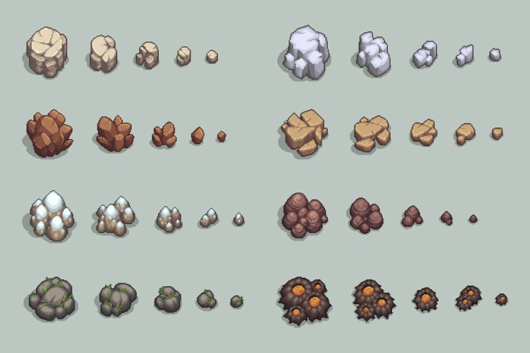 Free Rocks and Stones Top-Down Pixel Art - CraftPix.net