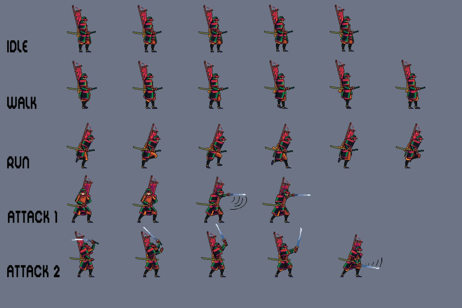 Free Samurai Pixel Art Sprite Sheets Download - CraftPix.net