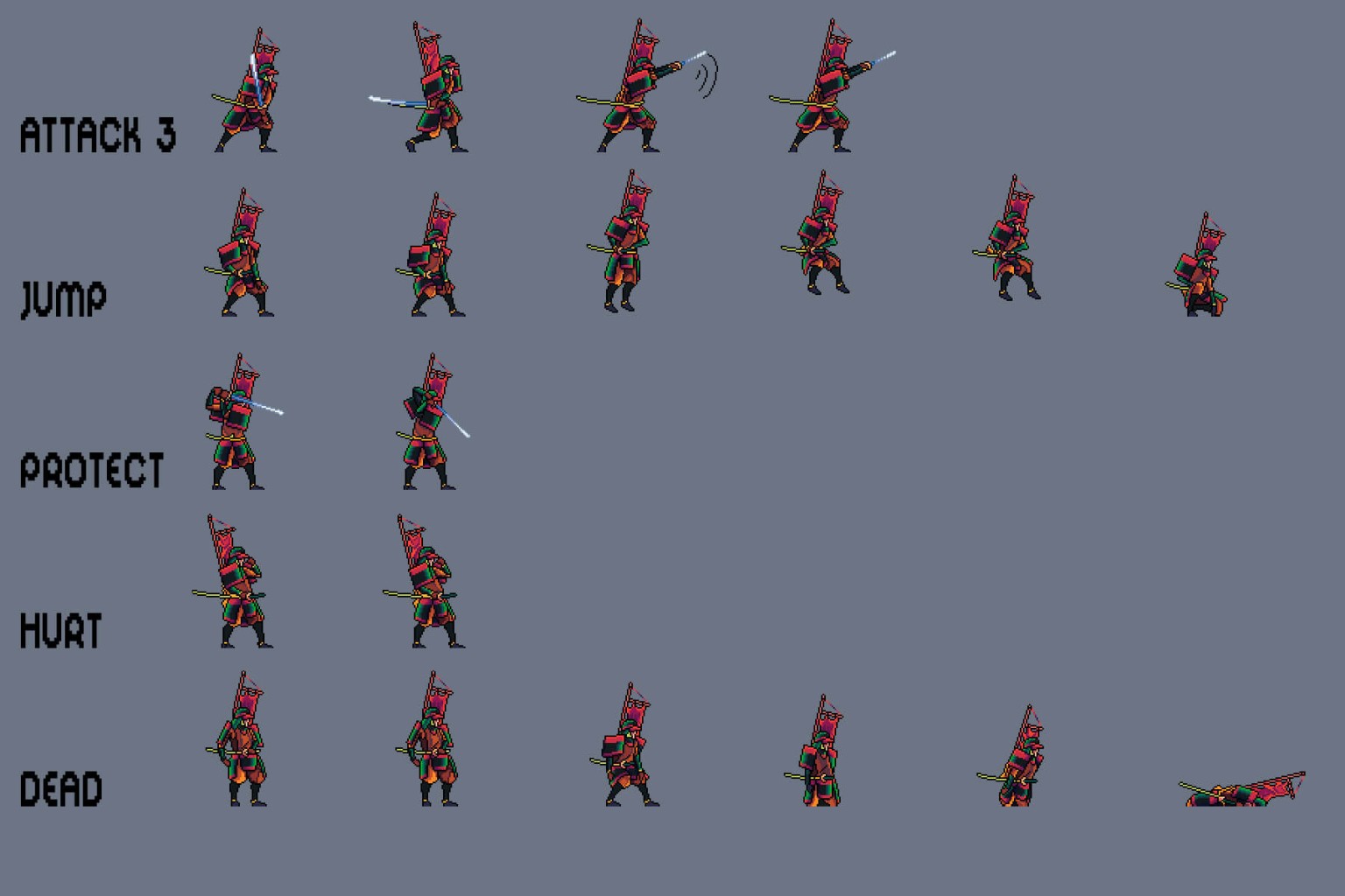 Free Samurai Pixel Art Sprite Sheets Download - CraftPix.net