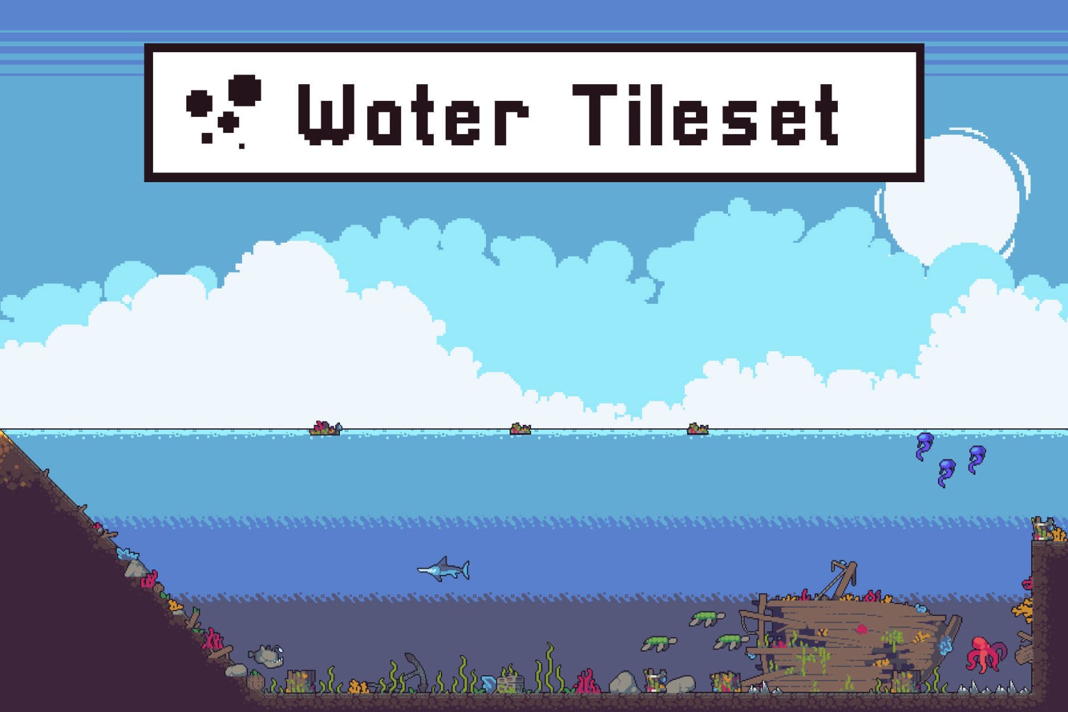 Water Pack Tileset for Platformer Pixel Art - CraftPix.net