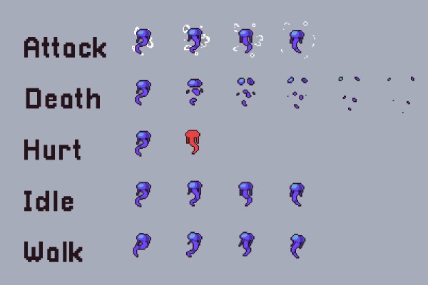 Octopus, Jellyfish, Shark and Turtle Free Sprite Pixel Art - CraftPix.net