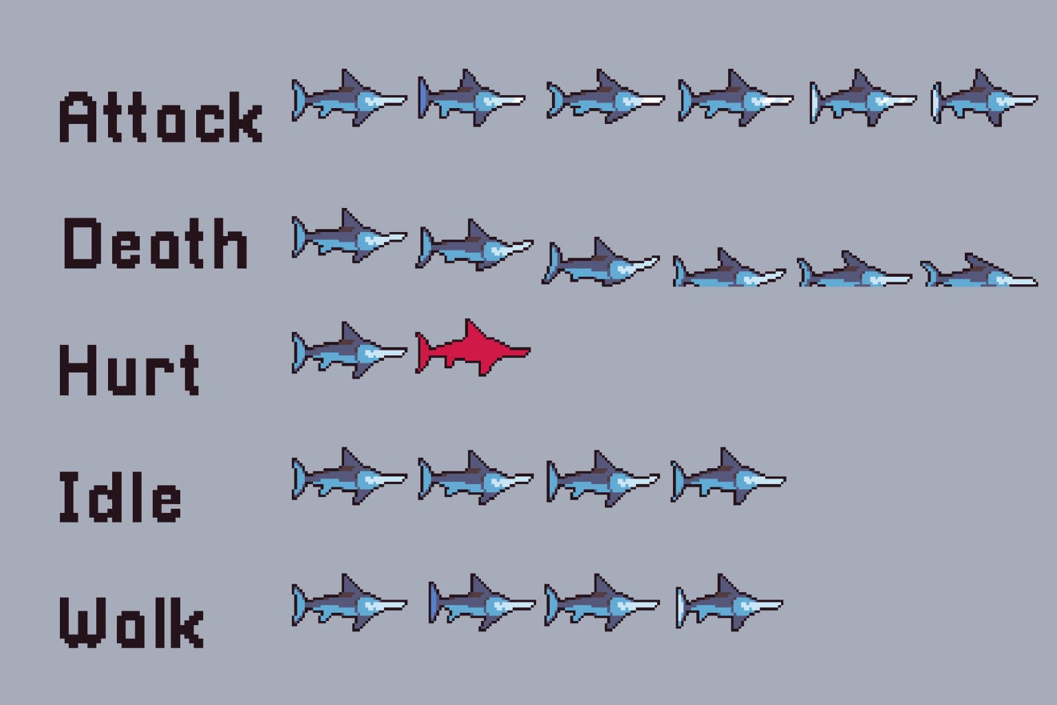 Octopus, Jellyfish, Shark and Turtle Free Sprite Pixel Art - CraftPix.net