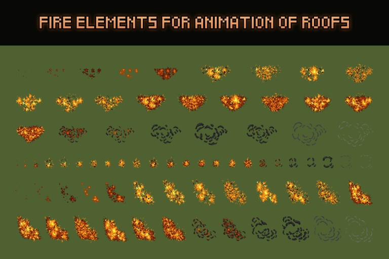 Top Down Fire and Explosion Sprites Pixel Art - CraftPix.net