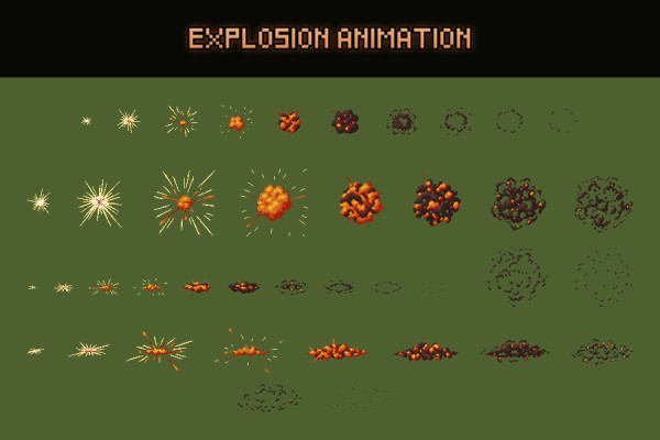 Top Down Fire and Explosion Sprites Pixel Art - CraftPix.net