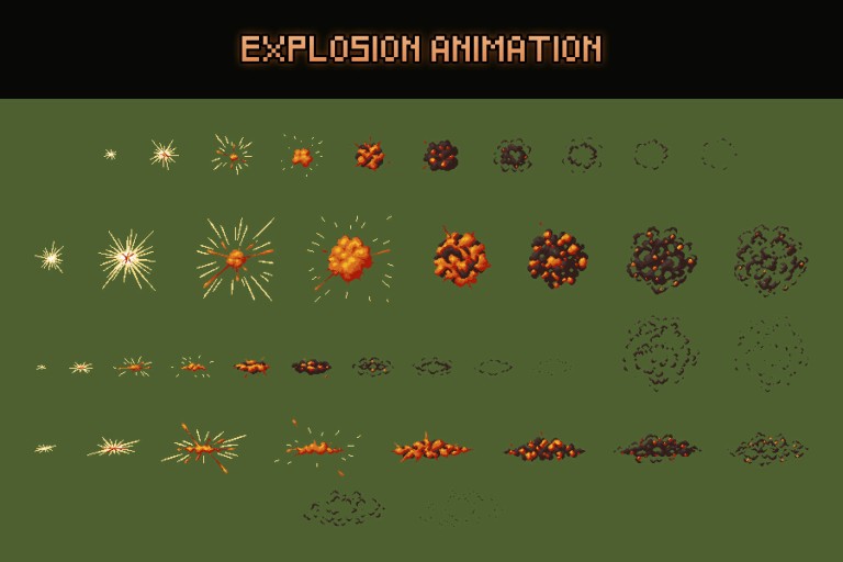 Top Down Fire and Explosion Sprites Pixel Art - CraftPix.net