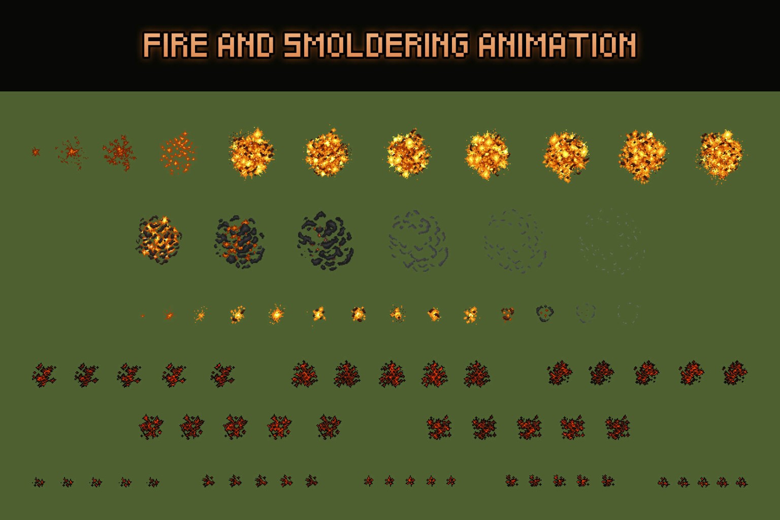 Top Down Fire and Explosion Sprites Pixel Art - CraftPix.net