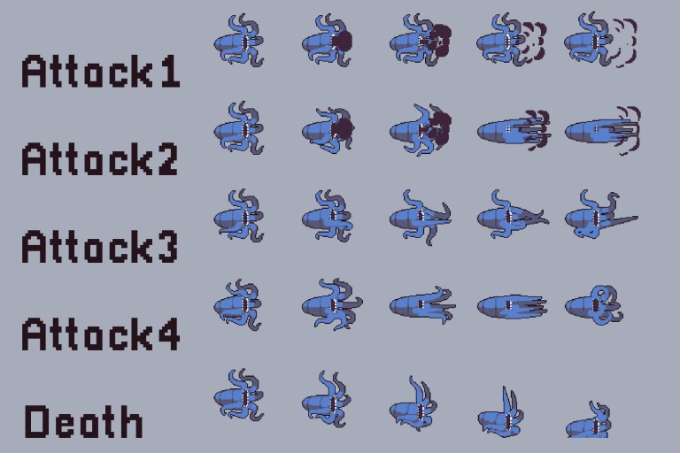Water Monsters Pixel Art Sprite Sheet Pack - CraftPix.net