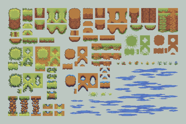 Grassland Top Down Tileset Pixel Art Download - CraftPix.net